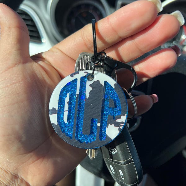 Custom Monogram Glitter Keychain/bag Tag - Etsy