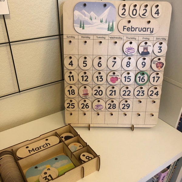 Montessori Calendar Wooden Calendar for Kids Montessori Circle Time ...