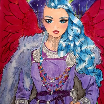 Digital Stamp Frigg / Freya Goddess Norse Mythology Queen Coloring Book ...