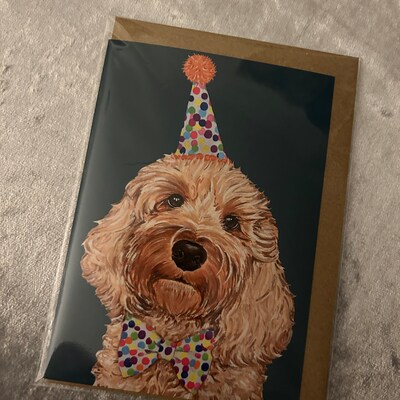 Red/golden Cockapoo Christmas Card - Etsy