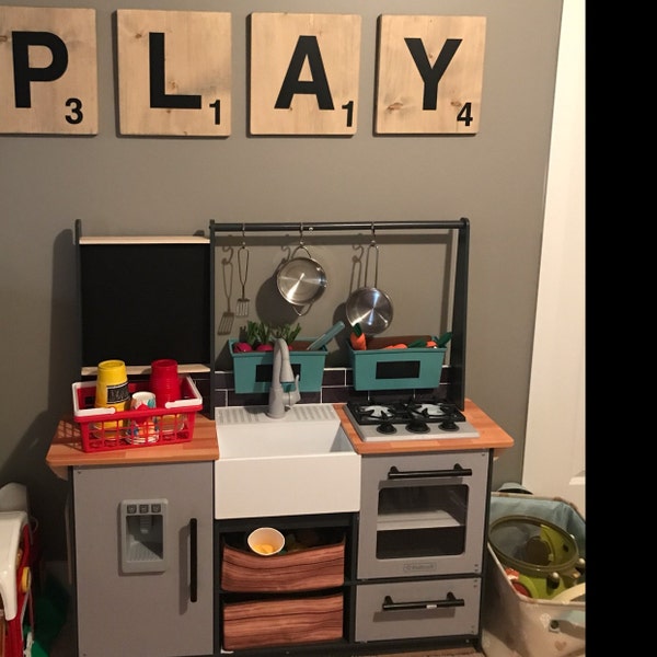 Giant Scrabble Tile Letters, Jumbo Wooden Kids Tile Wall Art, Large ...