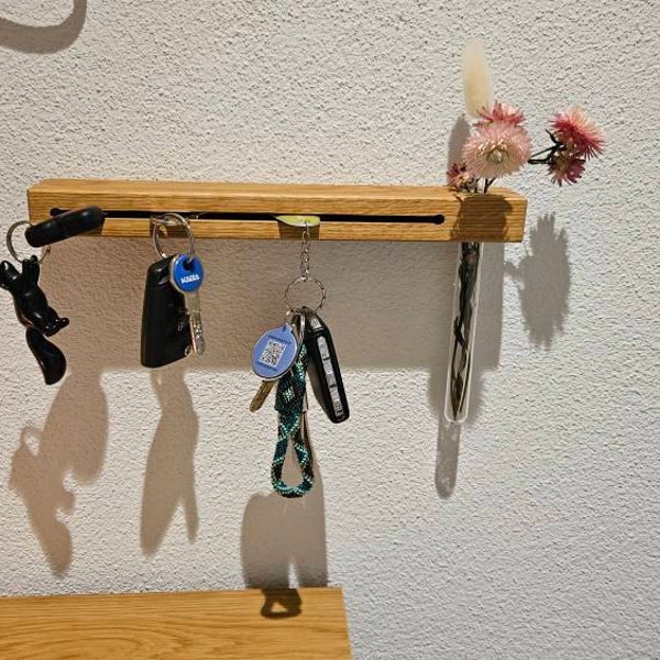 Wooden Key Holder With Vase for Flowers I Key Hooks Wall Decoration ...