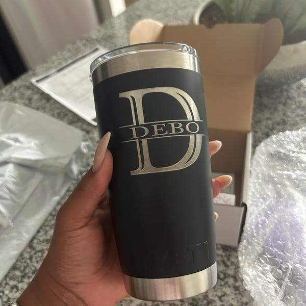 Personalized Initial YETI Tumbler: Laser Engraved 20 Oz Stainless Steel ...