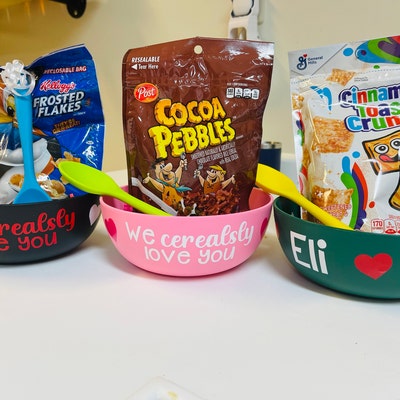 Personalized Valentine's Day Cereal Bowls Gift Set i Cerealsly Love You ...