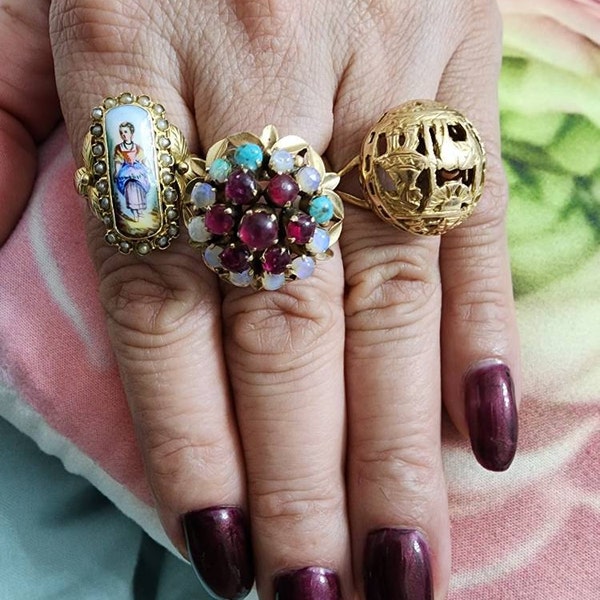 Vintage 14K Gold Coffin-cut Ruby Red Solitaire Mid-century Ring Size 6. ...