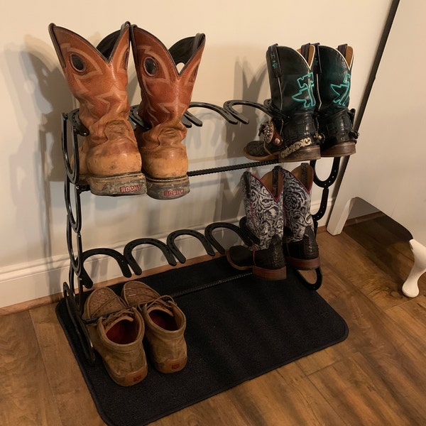 Boot Rack, Horseshoe Decor, Horseshoe Art, Western Decor, Horseshoe ...