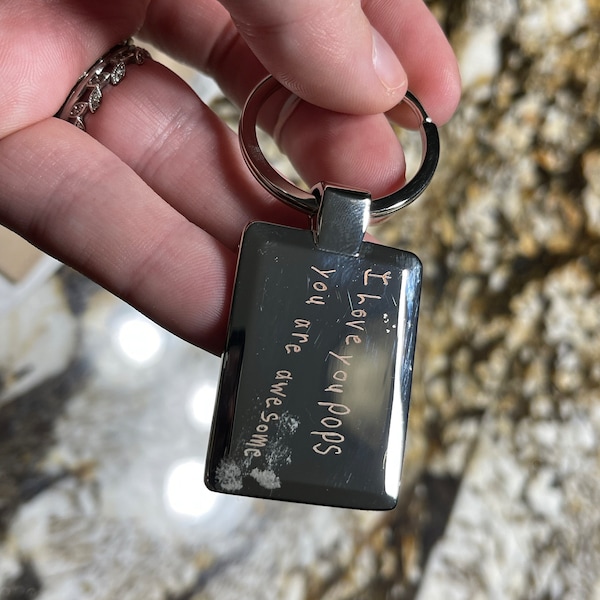 Personalised Key Ring With Handwriting Engraved, Actual Handwriting ...
