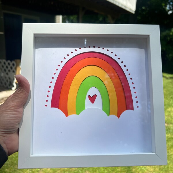 3D Custom Name Shadow Box, Boho Rainbow Svg, Layered Paper Art, Files ...