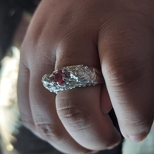 Bat Ring With Ruby Low Bezel Gothic Ring Gothic Jewelry Unisex Handmade ...