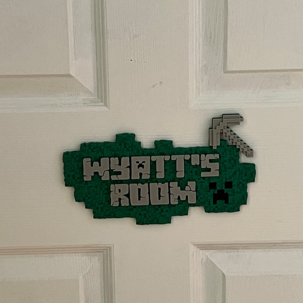 3D Door Sign Minecraft-inspired - Personalized Name Custom Kids Bedroom ...