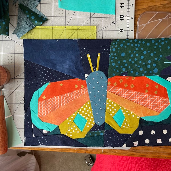 Moth Eclipse FPP Quilt Block PDF Pattern Download by Woollypetals - Etsy