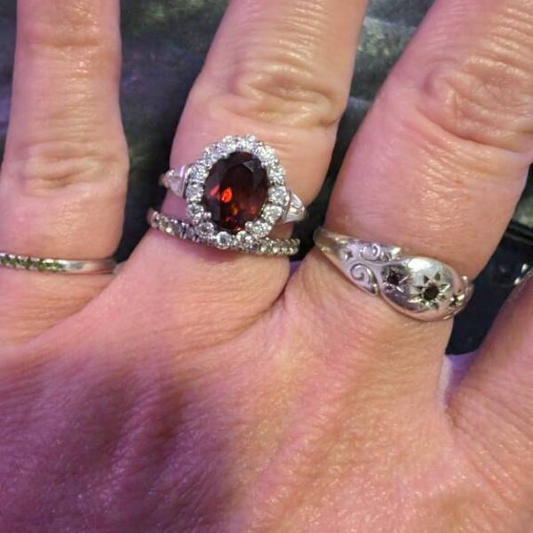 Vintage Three Stone Diamond Ring Portuguese Cut Moissanite Engagement ...