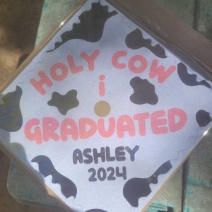 Printed Cow Lovers Grad Cap Topper, Country Girl Personalized Grad Cap ...