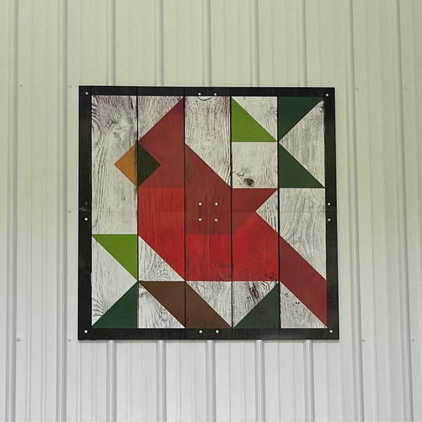 Cardinal Barn Quilt With Wood Effect, Large, Medium, Small, Vinyl on ...