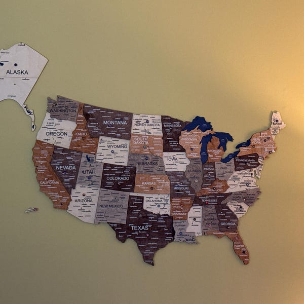 50 States Travel Map, USA Picture Map, States Visited Map, Create a ...