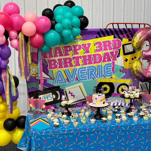 Super 90s Retro Party Banner Printed in Full Color, Personalized ...