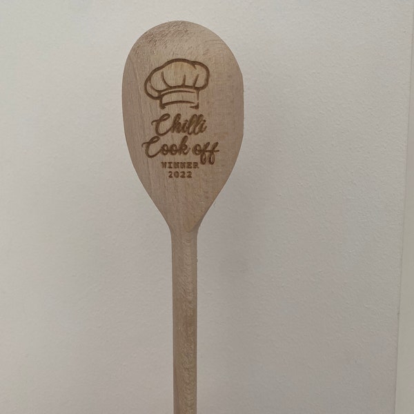 Personalised Engraved Wooden Spoon Custom Text Baking Baker Chef Star ...