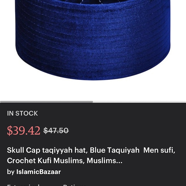 Skull Cap Taqiyyah Hat, Blue Taquiyah Men Sufi, Crochet Kufi Muslims ...