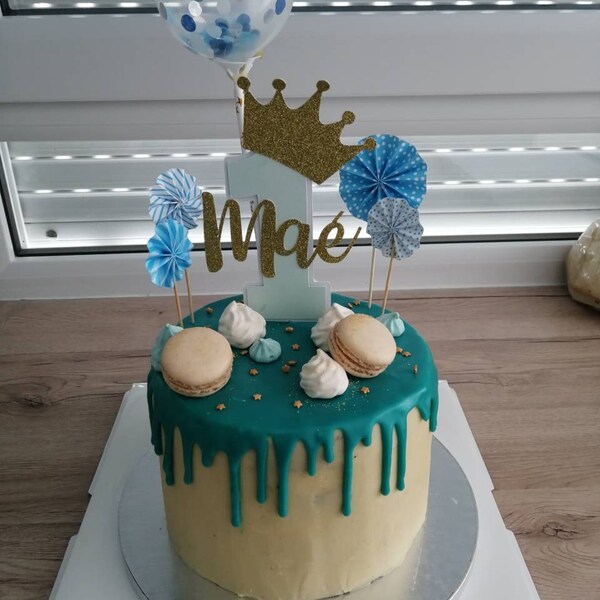 Custom, Personalised Cake Topper, One Cake Topper, Crown Cale Topper ...