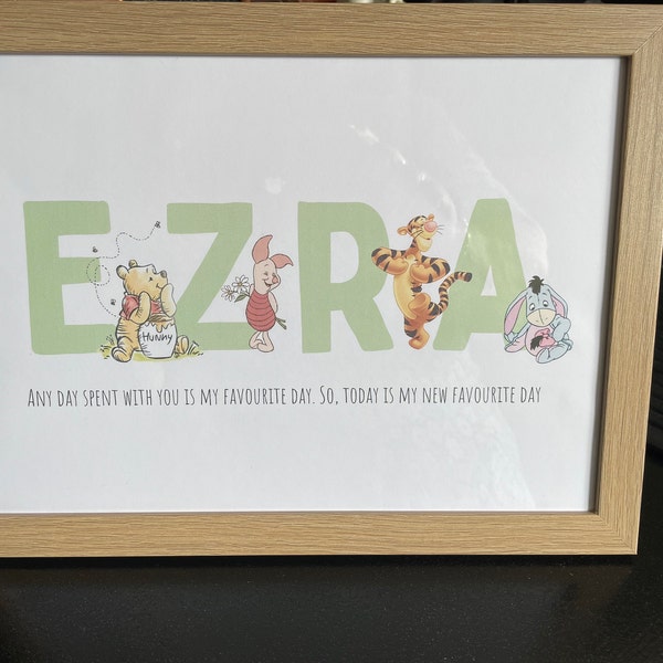 Winnie the Pooh Personalised Name Print | Winnie the Pooh Nursery | New ...