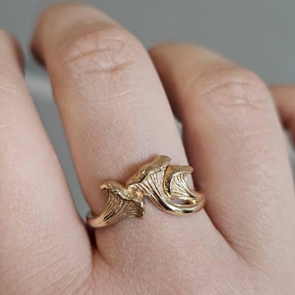 Bronze Chanterelle Mushroom Ring - Whimsigoth Psychedelic Jewelry ...