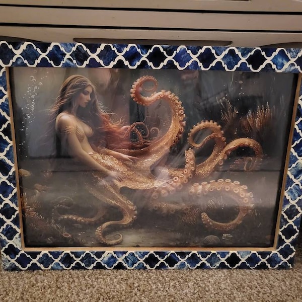 Octopus Mermaid Art Print Sea Siren Poster, Underwater Fantasy Decor ...