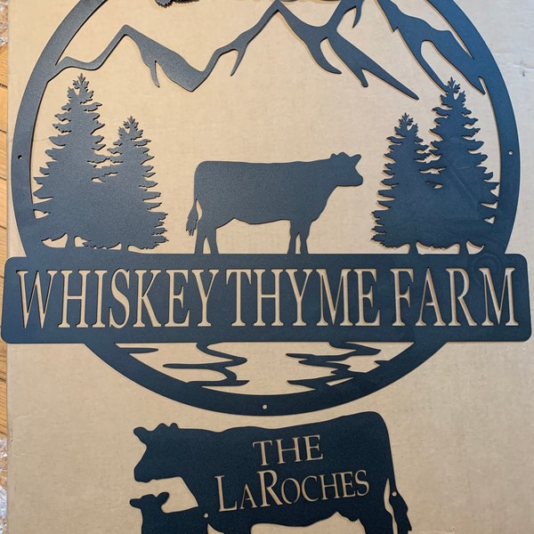Metal Cow Calf Farm Sign | Custom Farmer Sign | Farmhouse Decor | Farm ...