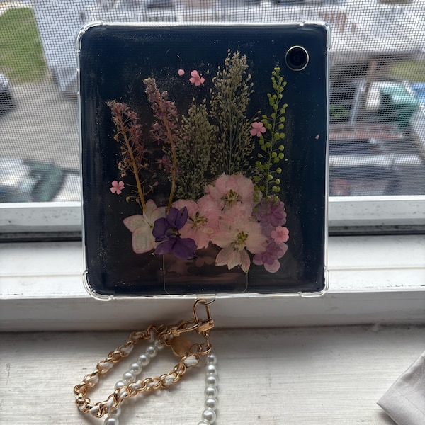 Pressed Light Blue Flower Tablet Case for Samsung Tab S10 S9 S8 Ultra ...