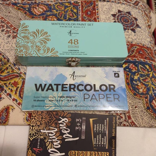 Artistro Watercolor Paint Set, 48 Vivid Colors in Portable Box - Etsy