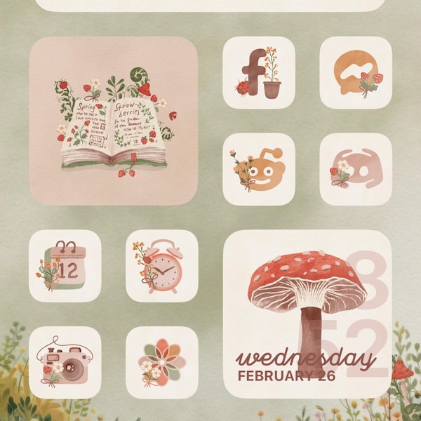 Aesthetic Cottagecore Ios App Icons iPhone Theme Wallpapers and Widgets ...