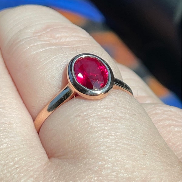14k Gold Oval Ruby Ring, Ruby Engagement Ring, Gold Ruby Ring, Bezel ...