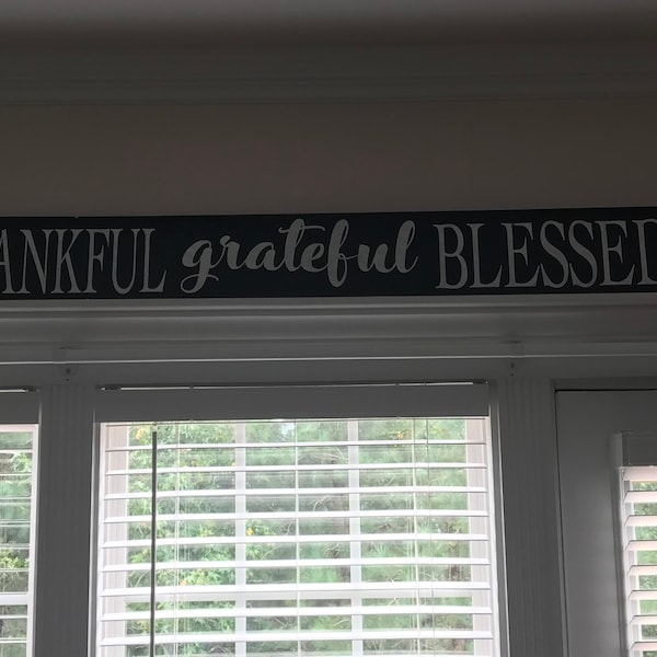 Large Thankful Grateful Blessed Sign / Farmhouse Decor / Hand Painted Farmhouse Sign / Thankful ...