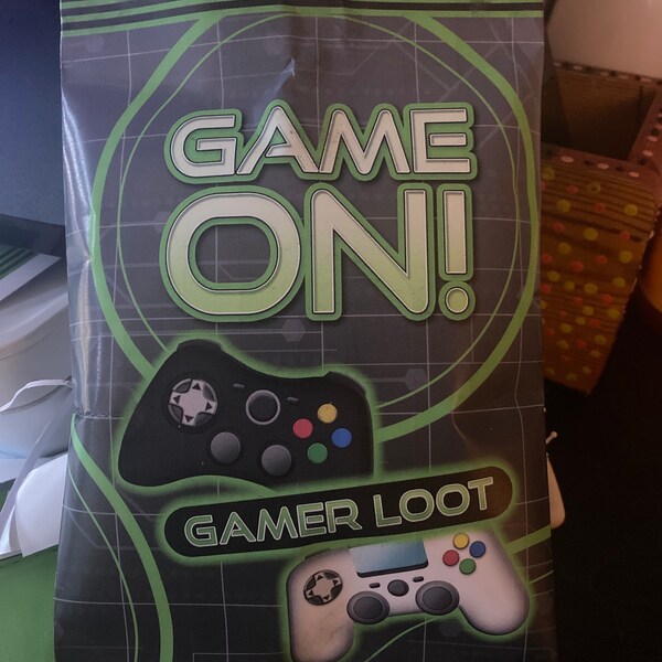 Gamer Party Chip Bag Wrapper Labels, Video Game Party Gaming Snack ...