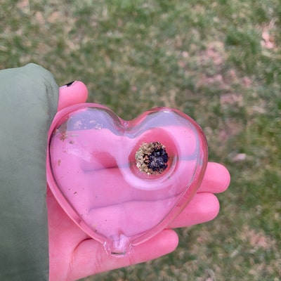 Glass Heart Pipe Girly Pipe Love Girls Gift Unique Pipe Hand Pipe Bowl ...