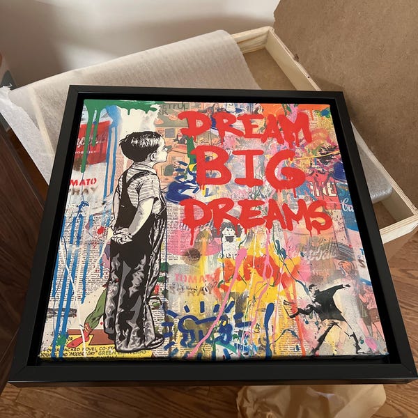 Banksy Graffiti Canvas Art: Dream Big Boy, Framed Wall Decor - Etsy