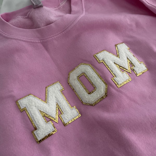 Mama Shirt Chenille Patch Mom Shirt Custom Mama Crewneck Gift for Mom Custom Chenille Shirt Mama ...