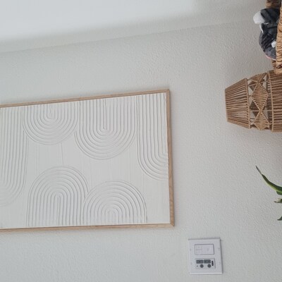 Set of 3 Boho Plaster Wall Art, Textured Wall Art, Textured Art Canvas ...