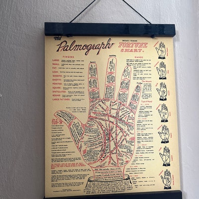 Vintage Palmistry Chart 5 Sizes Fortune Telling Cheiromancy Occult Palm ...