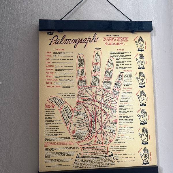Vintage Palmistry Chart • 5 Sizes! • Fortune Telling Cheiromancy Occult ...