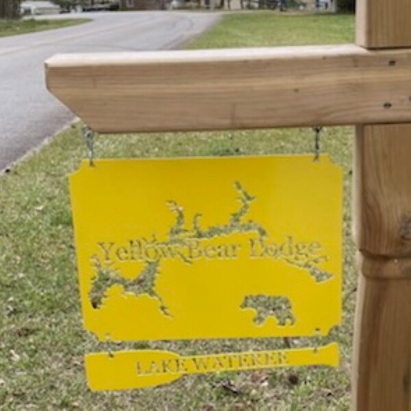 Custom Lake Outline Metal Art - Lake Sihloutte Sign - Metal Lake Sign ...