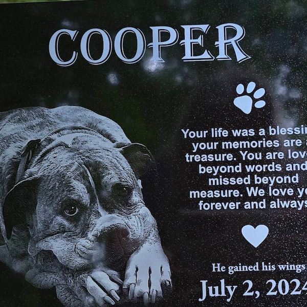 12"x6" Pet Headstone, Tombstone Laser Engraved on the Grave Marker, Pet ...