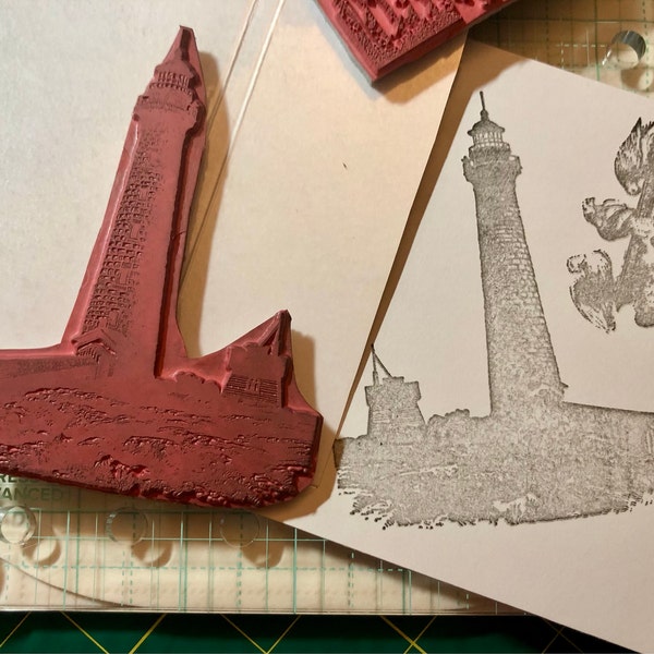Lighthouse Scene RUBBER STAMP, Water Stamp, Lighthouse Stamp, Ocean ...