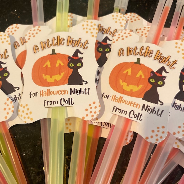 Glow Stick Favor Tags, Halloween Favor Tags, Halloween Teacher or ...