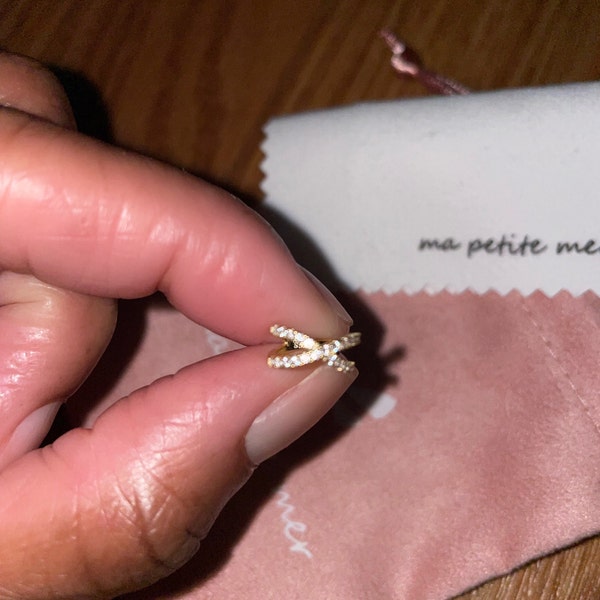 Infinity Cuff Earring, 18K Gold Helix Cuff, CZ Pave Cartilage Ear Cuff ...