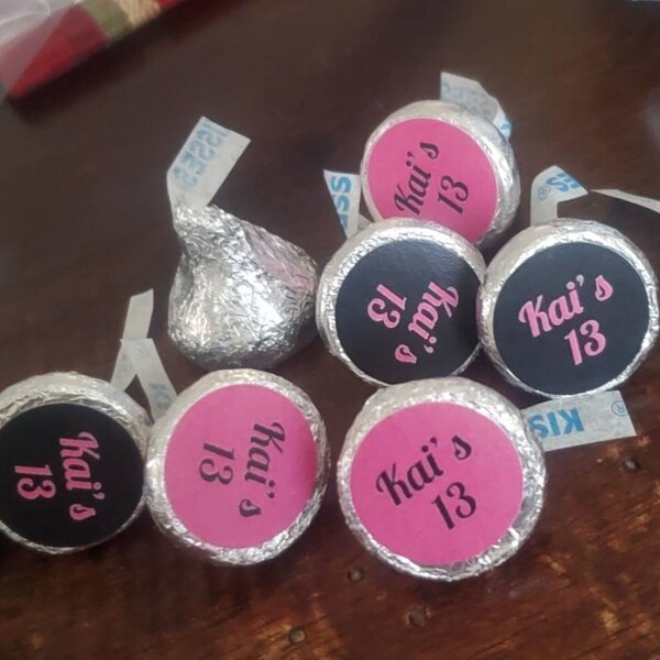 CUSTOM MESSAGE Kiss Stickers, Candy Labels, Sweet 16, Girl Baby Shower ...