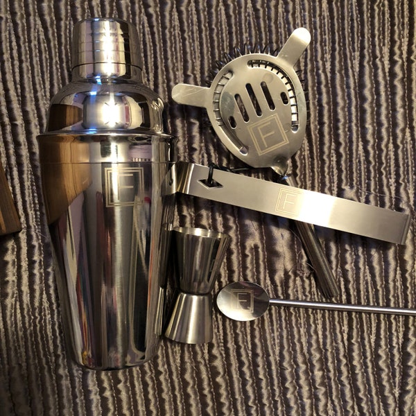 5pc Cocktail Shaker Mixer Sets With Wood Storage Box - Etsy