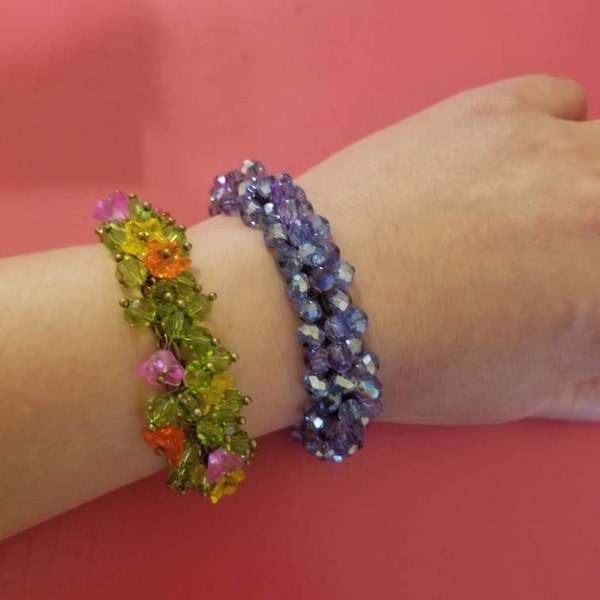 Star Cha Cha Bracelet, Nebula Color Mix, Half Mirrored Glass Beaded ...