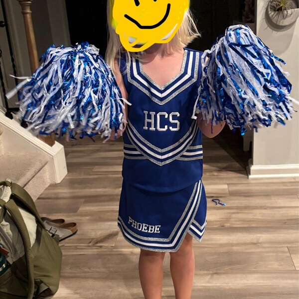 Blue & White Cheer Uniform, Customized Cheerleading Uniform, Girls ...