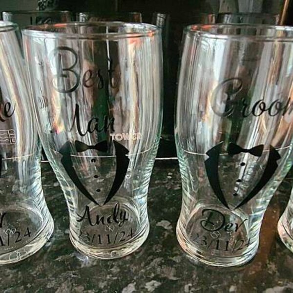 Personalised Pint Glass / Best Man Glass / Groomsman Gift / Wedding ...