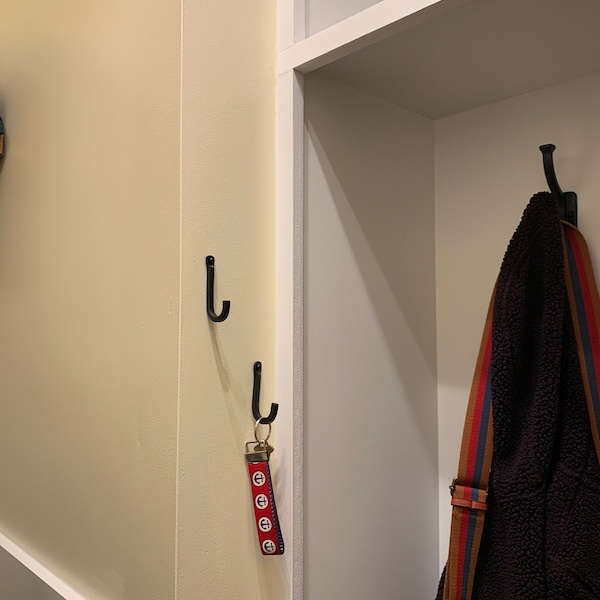 Small Key Hook, Square | Rustic Modern Jewelry Hanger, Blacksmith Made ...